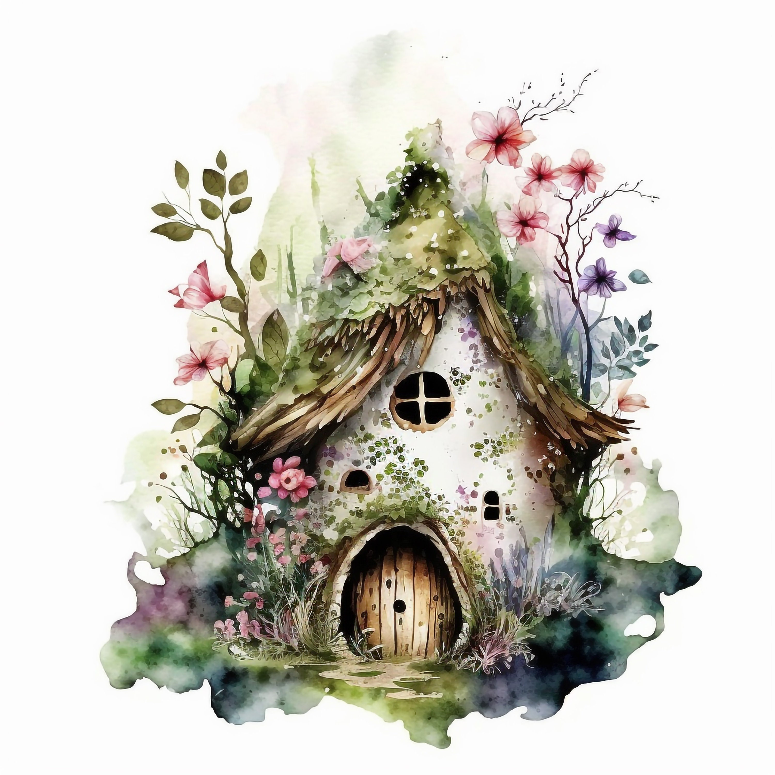 Watercolor Fairy House Clipart Set of 10 High Quality Jpgs - Etsy
