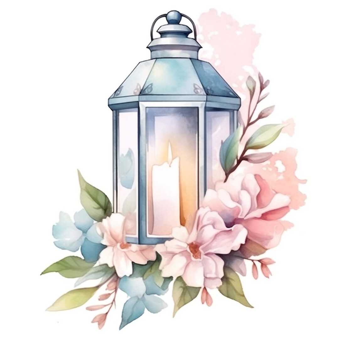 Watercolor Cottagecore Lantern 10 Digital Clipart Bundle High Quality ...