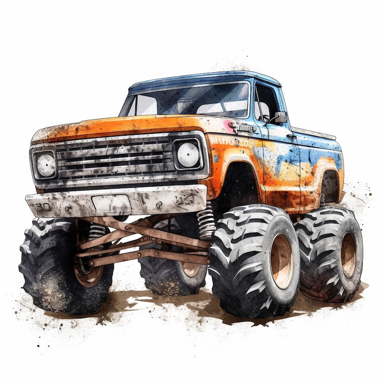 Monster Truck Clipart 10 Digital Clipart Bundle High - Etsy