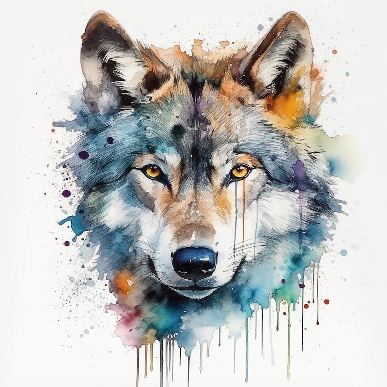 Watercolor Wolf Clipart Set of 10 High Quality Pictures - Etsy