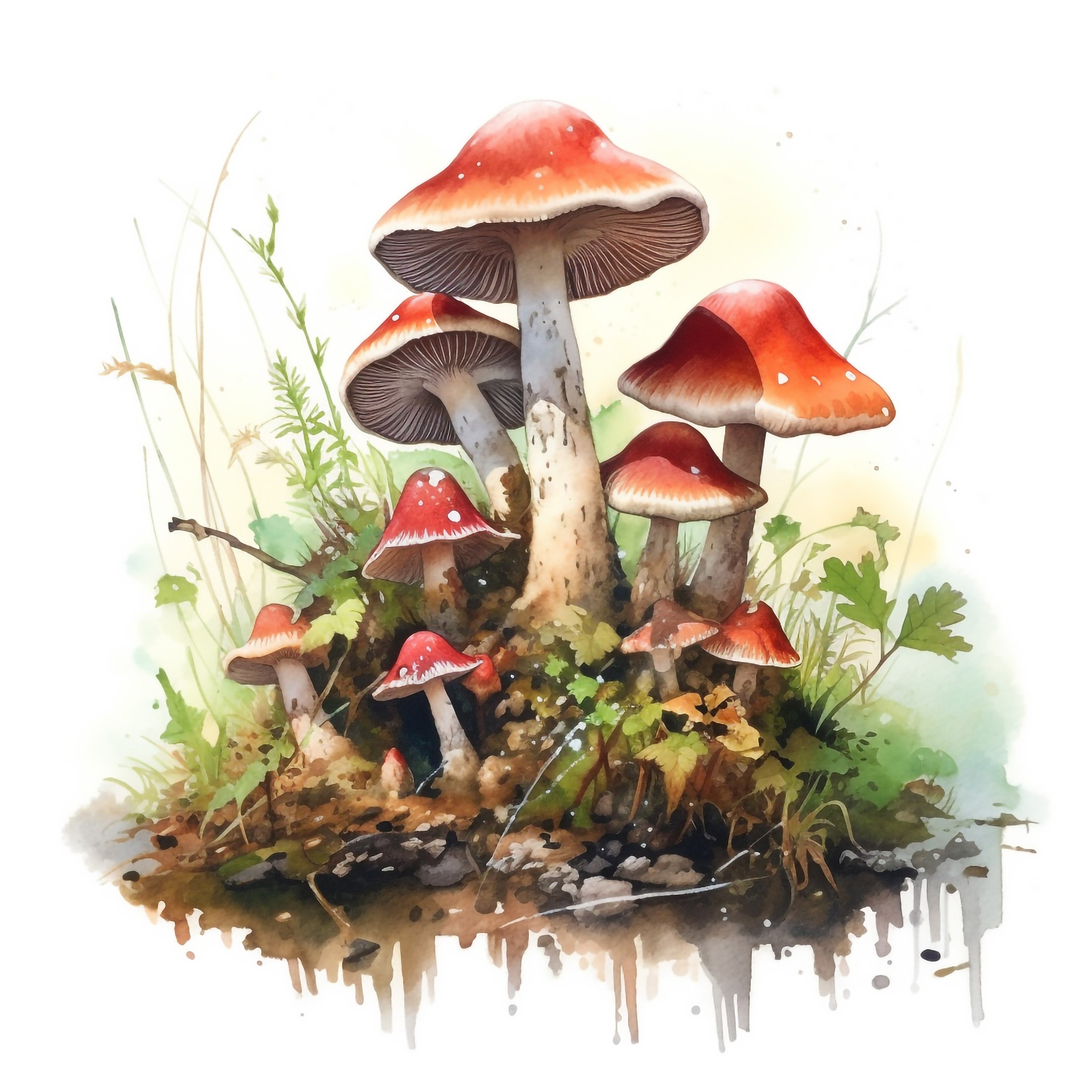 Watercolor Mushroom 30 Digital Clipart Bundle High Quality Images ...