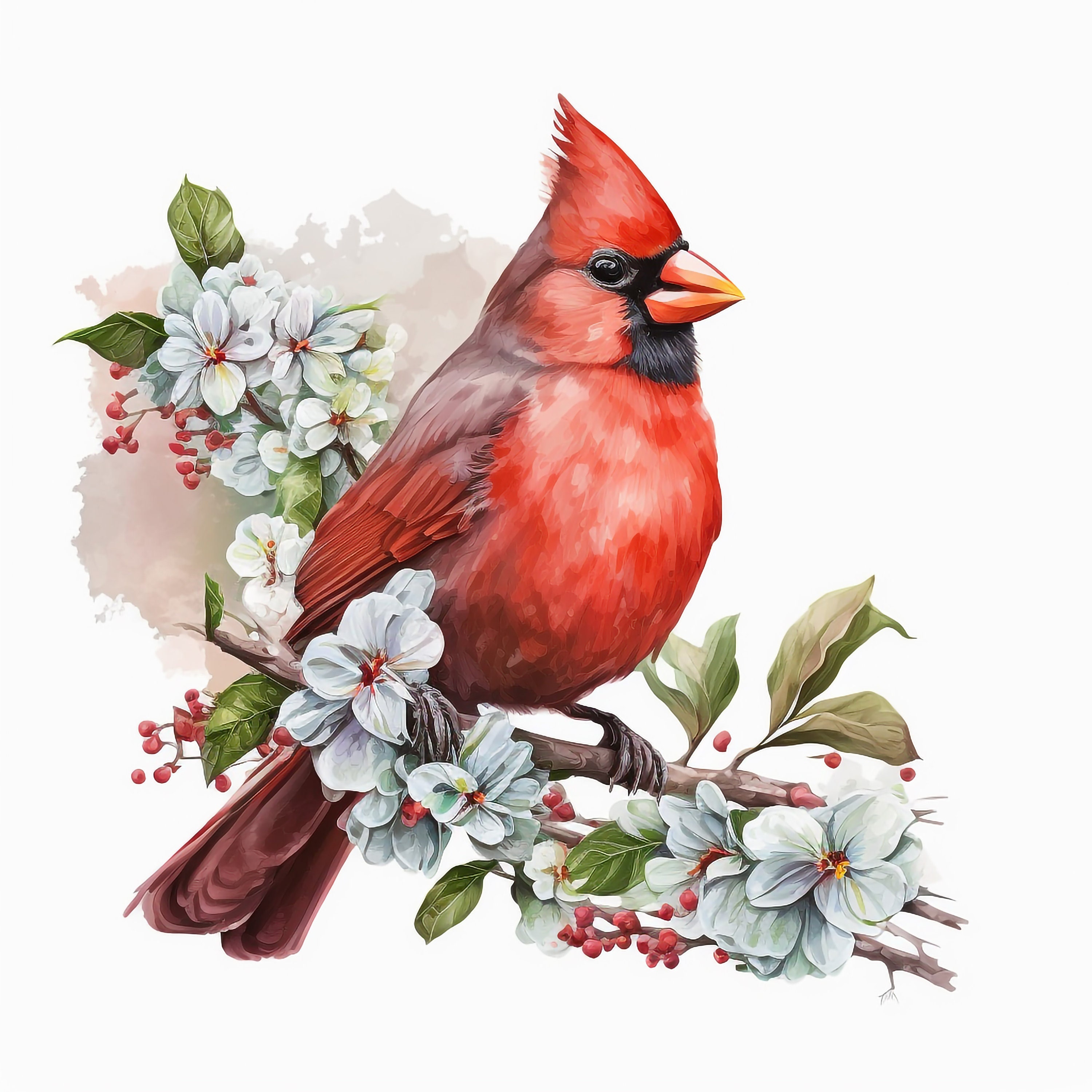 Watercolor Red Cardinal 10 Digital Clipart Bundle High - Etsy