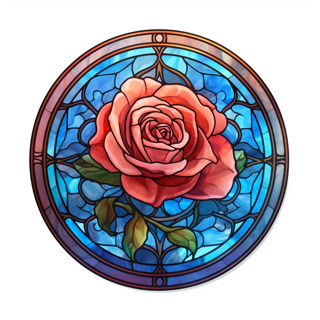 Watercolor Stained Glass Roses - 10 Digital Clipart Bundle - High ...