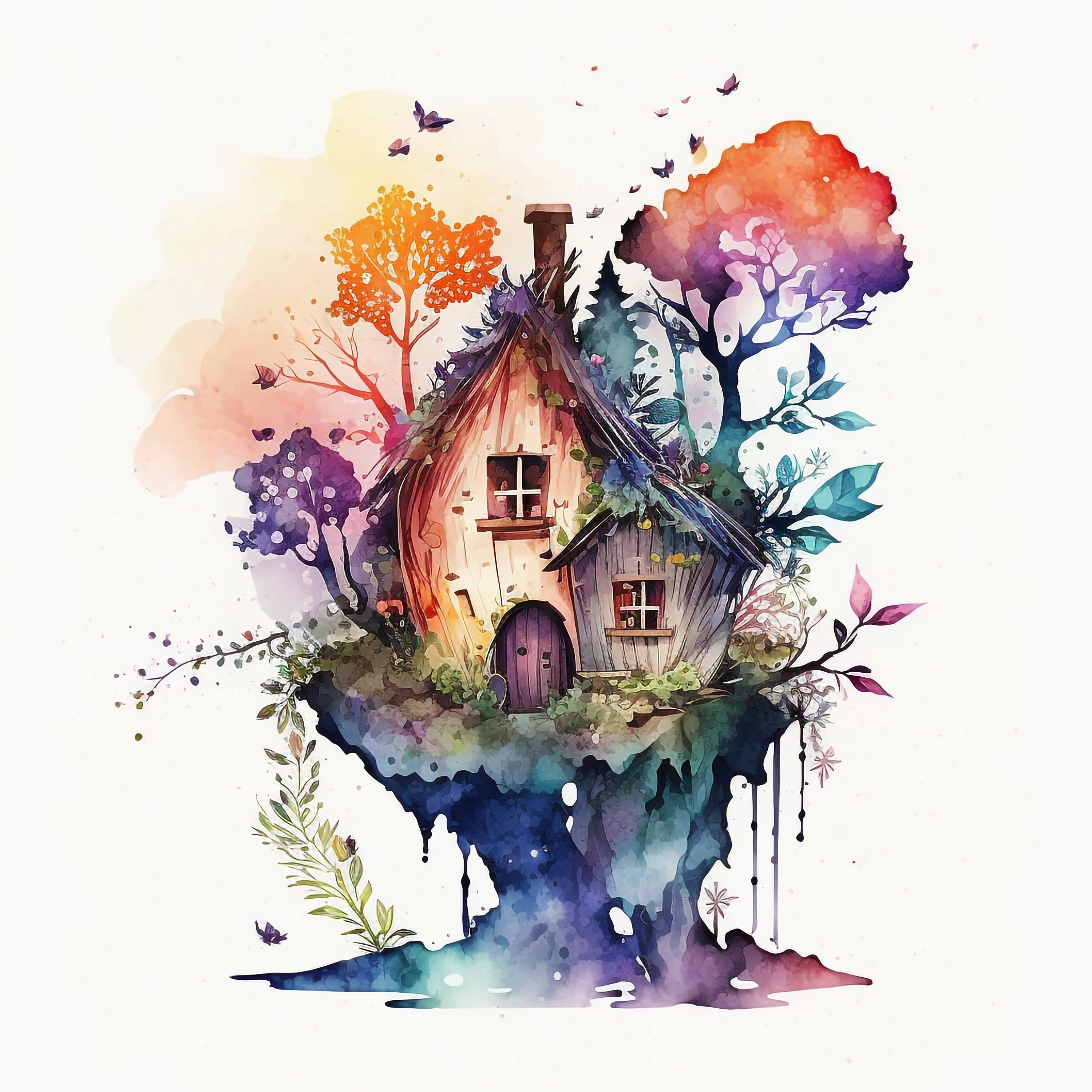 Watercolor Fairy House Clipart Set of 10 High Quality Jpgs - Etsy