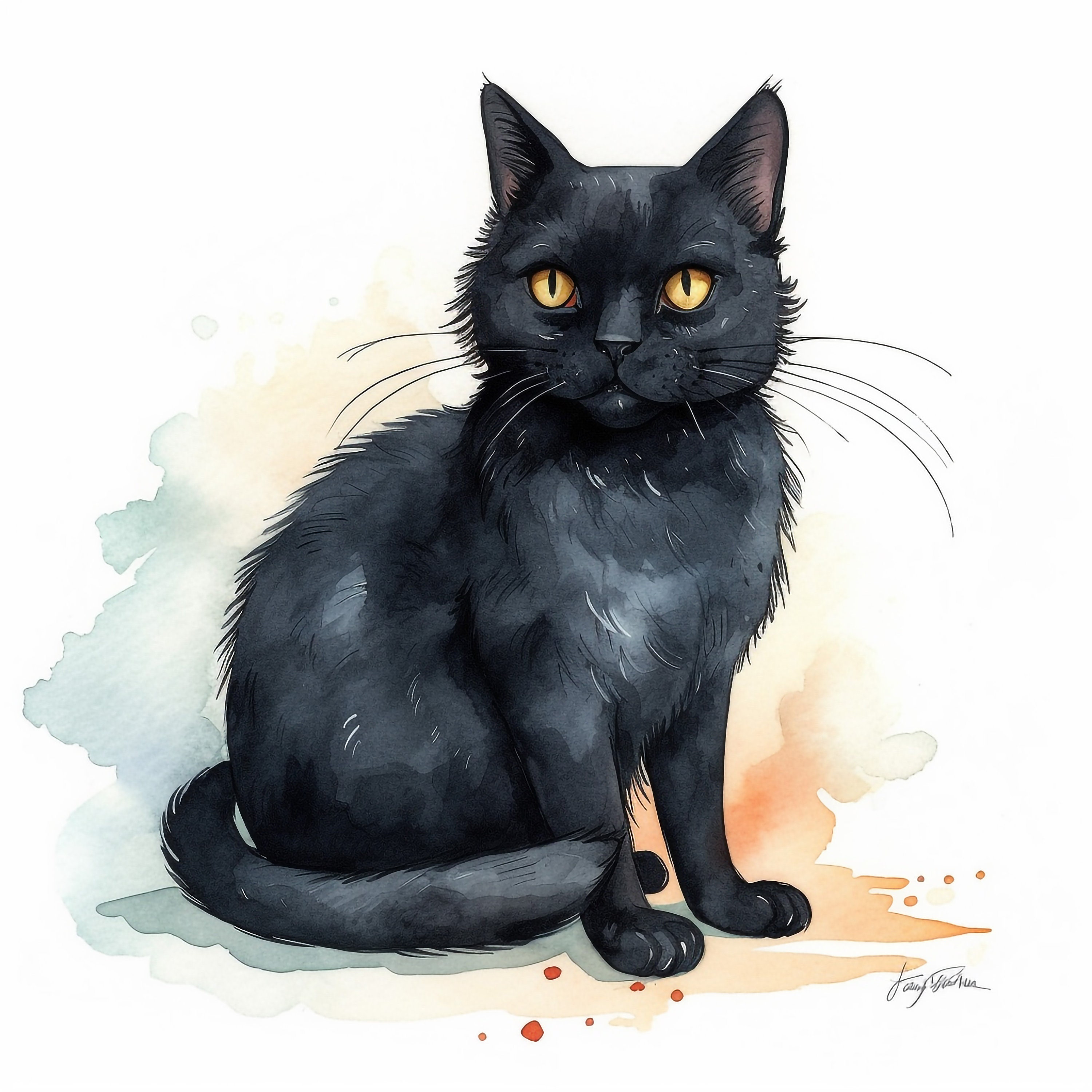 Watercolor Cute Cat Clipart Set of 10 High Quality Jpgs Digital ...