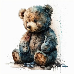 Watercolor Nursery Wall Art Teddy Bear - Set of 10 High Quality Jpgs ...