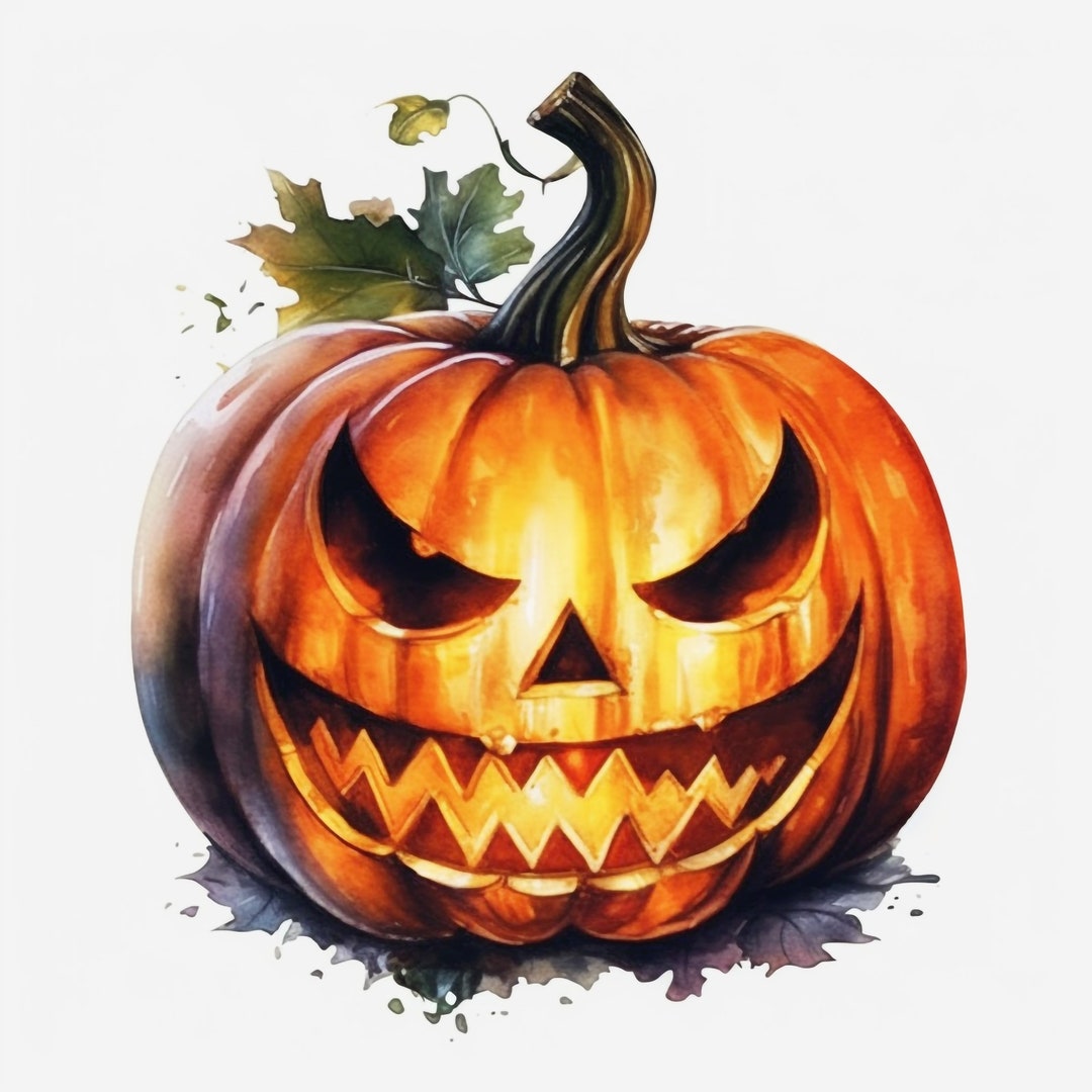 Watercolor Jack O' Lantern - 10 Digital Clipart Bundle - High Quality ...