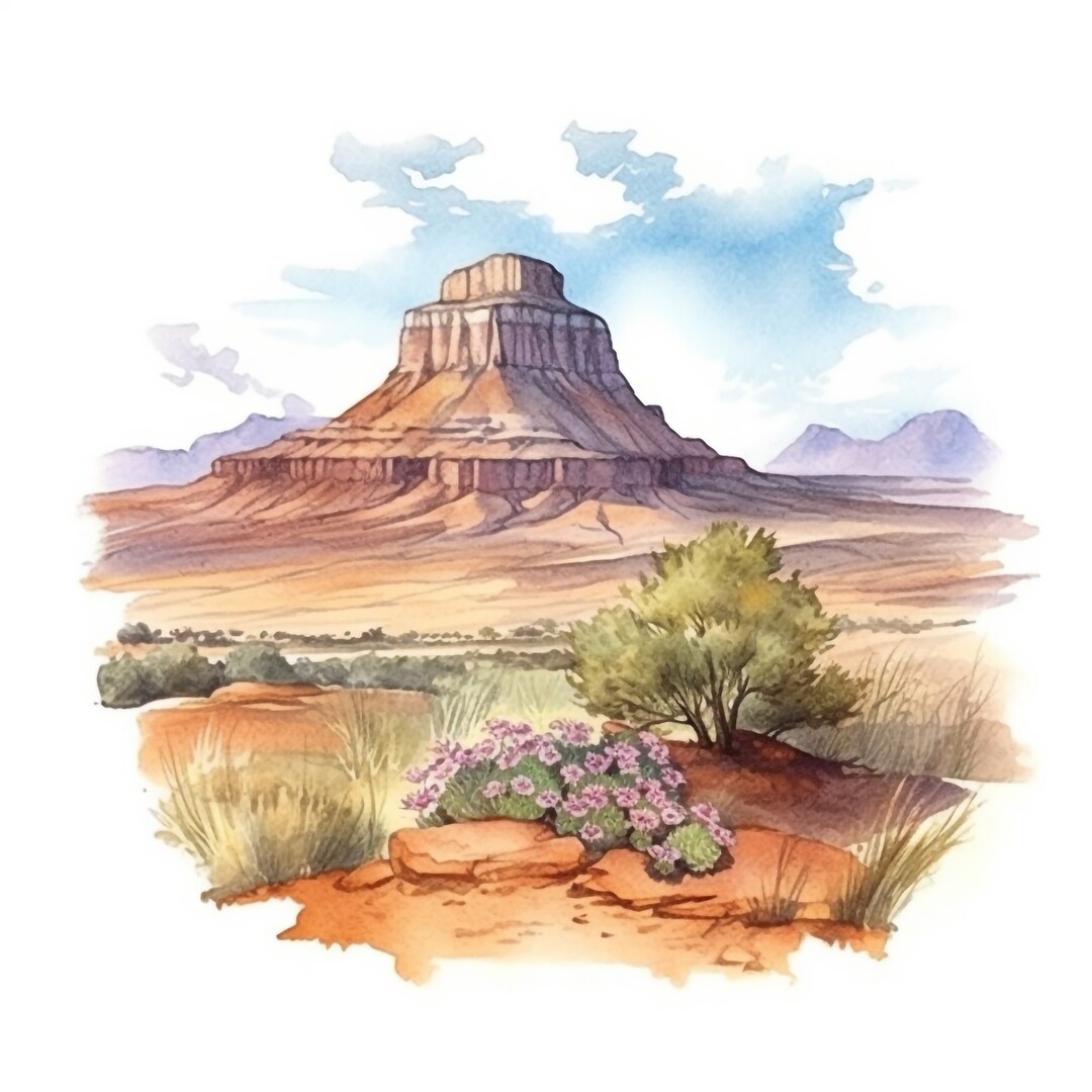 Watercolor Mesas Buttes Clipart 10 Digital Clipart Bundle - Etsy