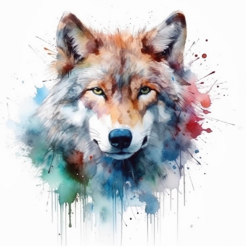 Watercolor Wolf Clipart Set of 10 High Quality Pictures Digital ...