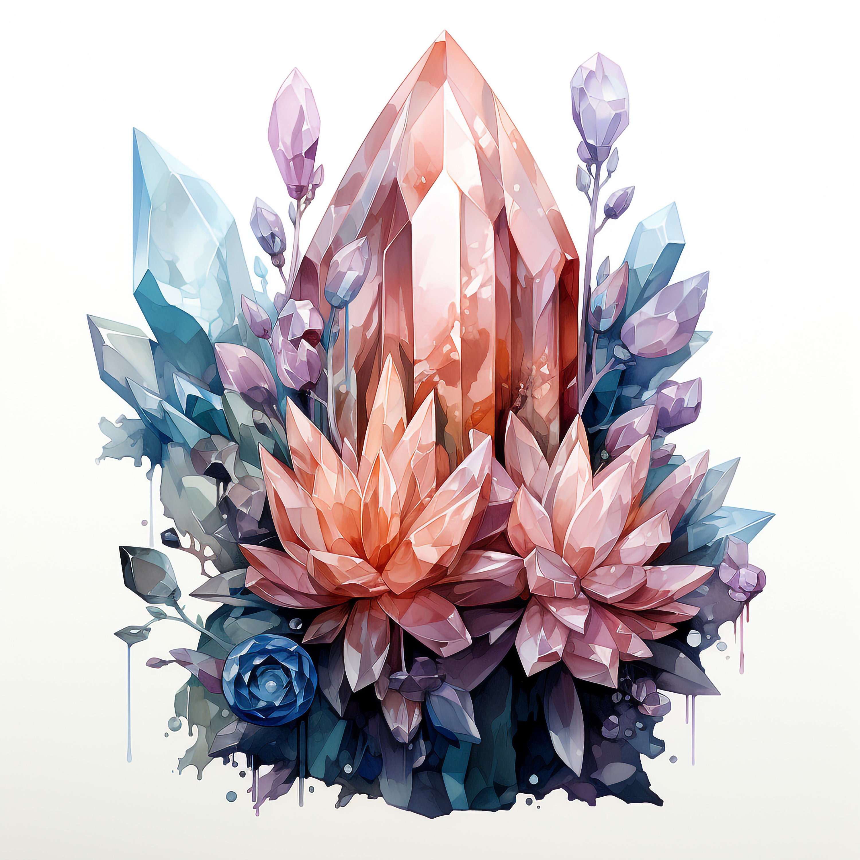 Watercolor Fairy Crystals 10 Digital Clipart Bundle High Quality Images ...