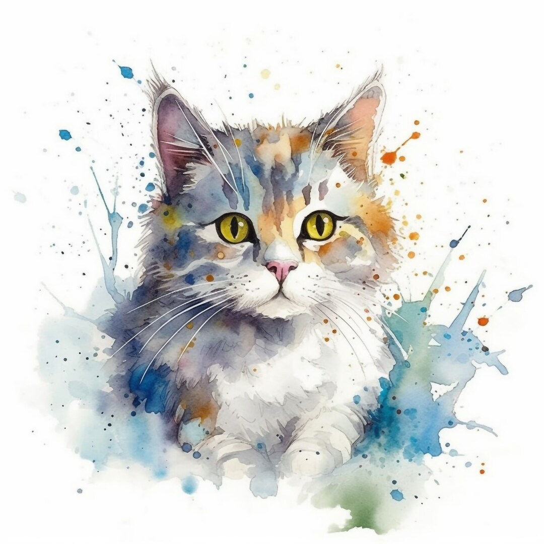Watercolor Cute Cat Clipart - 10 Digital Clipart Bundle - High Quality ...