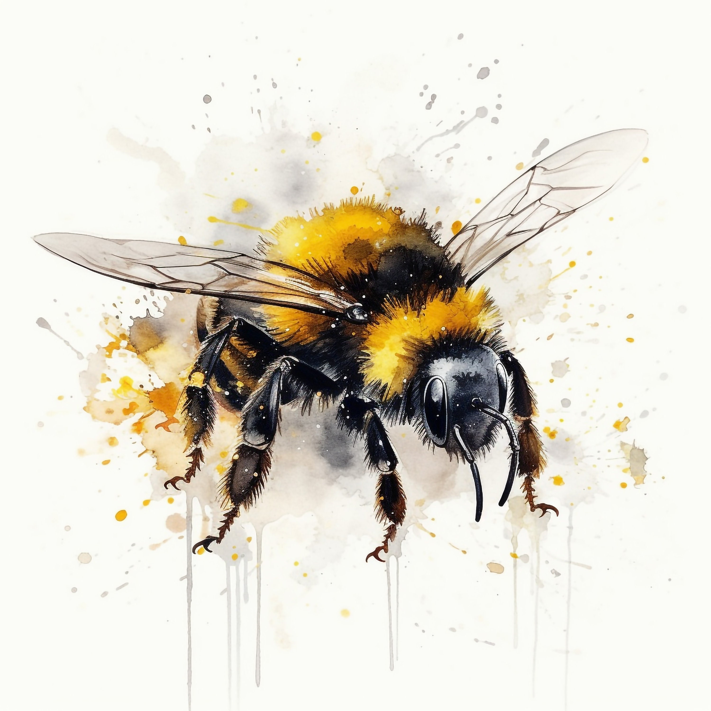 Watercolor Bumblebee Clipart 10 High Quality Jpgs Digital - Etsy