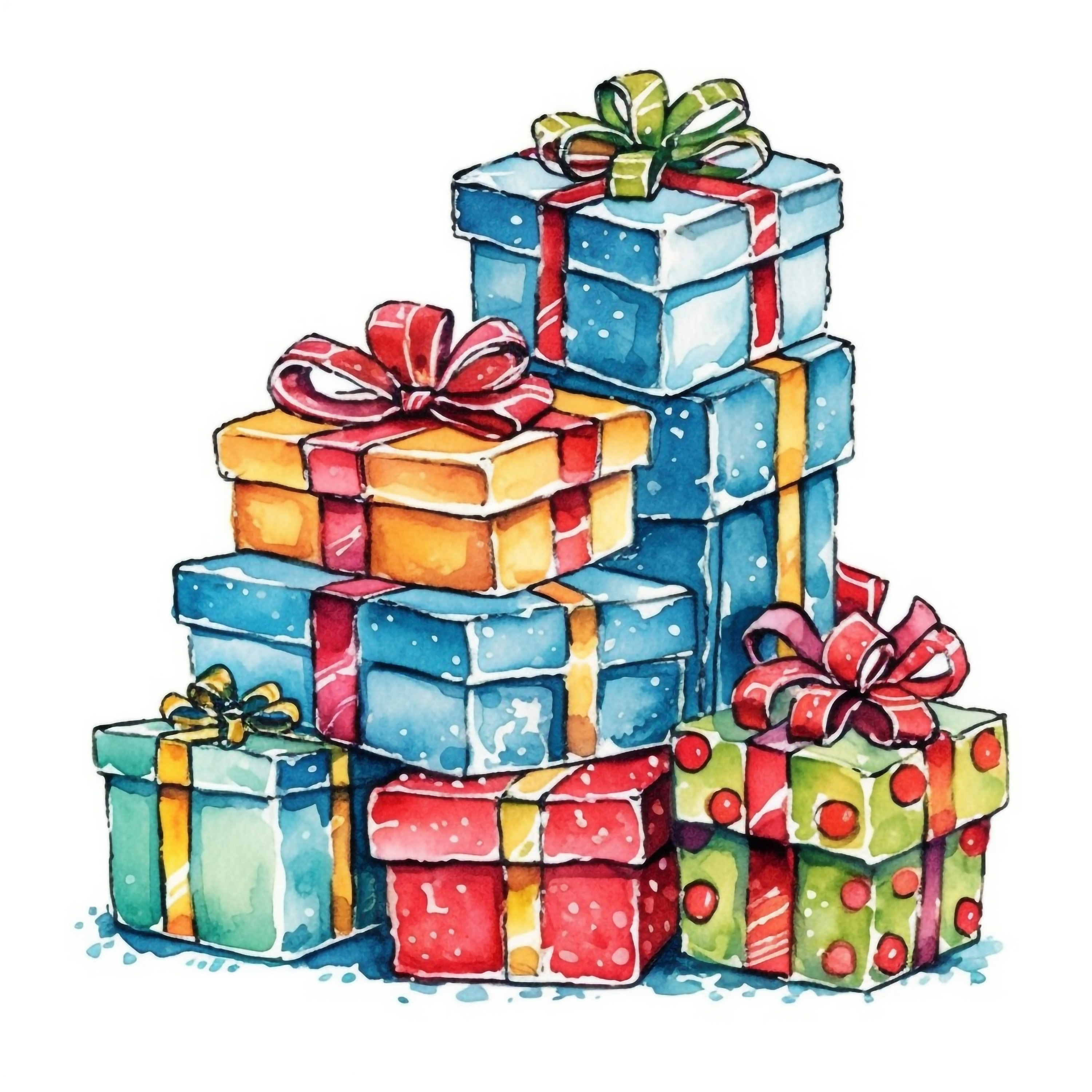 Watercolor Christmas Presents 10 Digital Clipart Bundle - Etsy UK