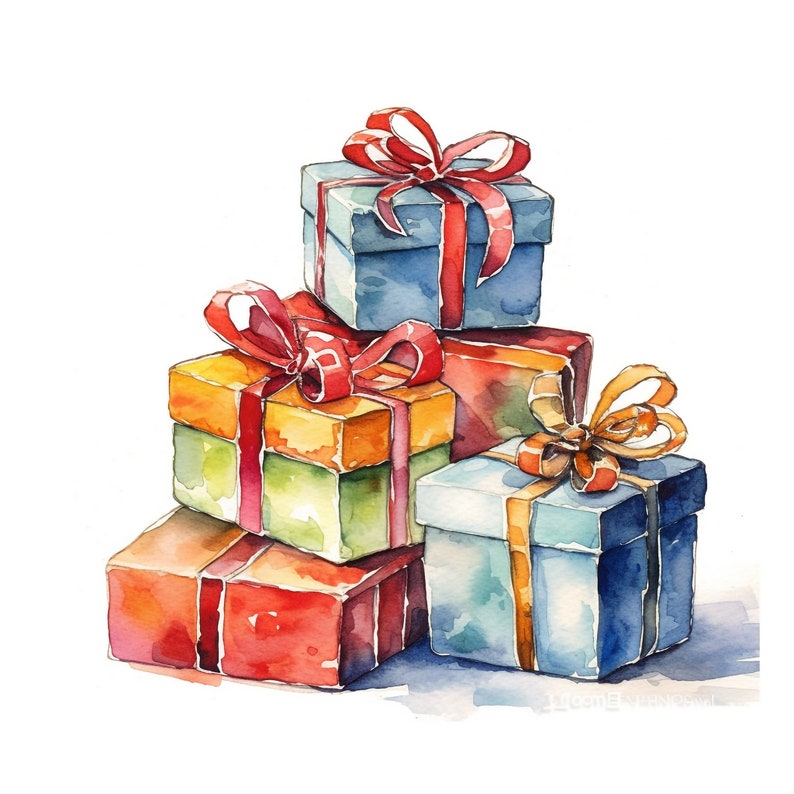 Watercolor Christmas Presents 10 Digital Clipart Bundle High Quality ...