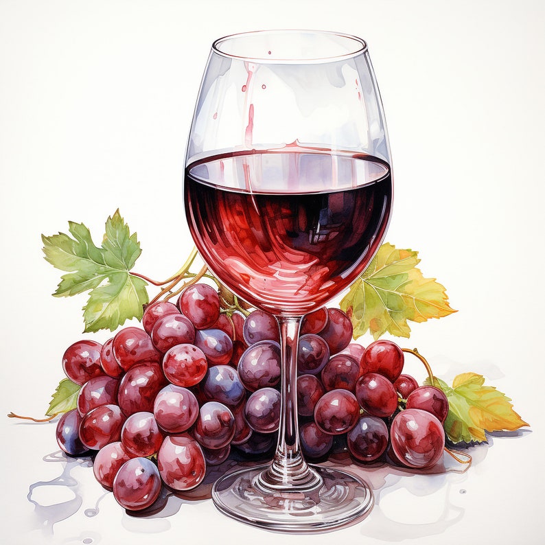 Glass of Wine Clipart Set of 10 Digital Clipart Bundle High Quality Images , Printable Art ...