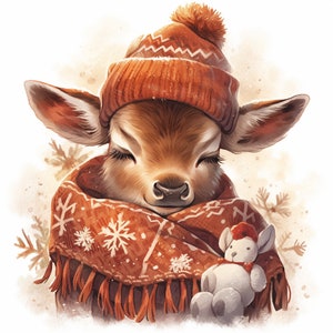 Watercolor Christmas Calf 10 Digital Clipart Bundle High Quality Images ...