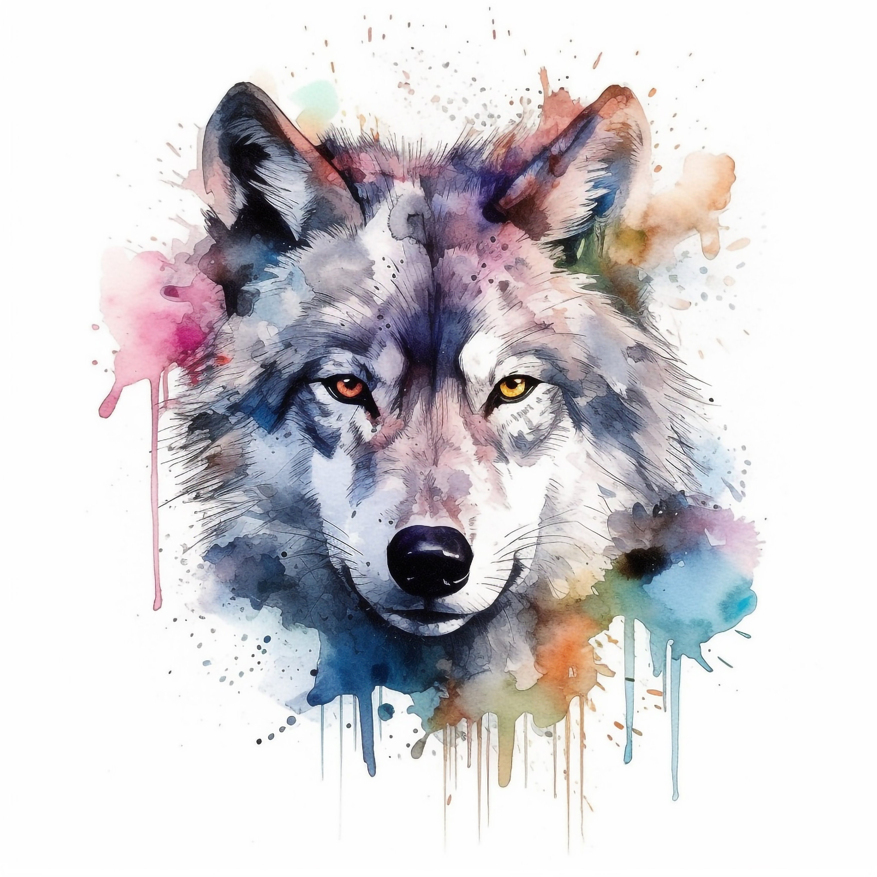 Watercolor Wolf Clipart Set of 10 High Quality Pictures Digital ...
