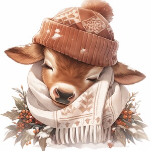 Watercolor Christmas Calf 10 Digital Clipart Bundle High Quality Images ...