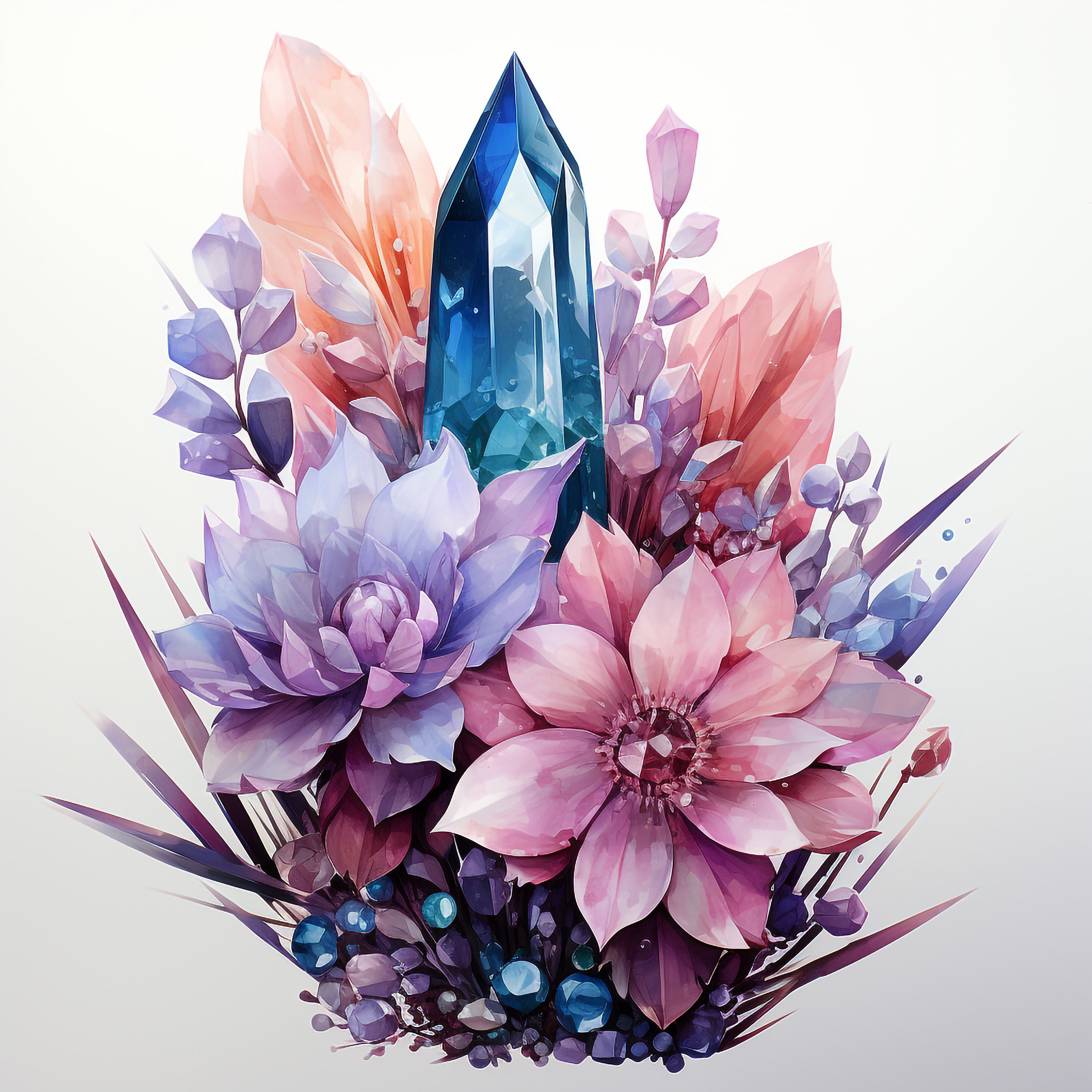 Watercolor Fairy Crystals 10 Digital Clipart Bundle High Quality Images ...