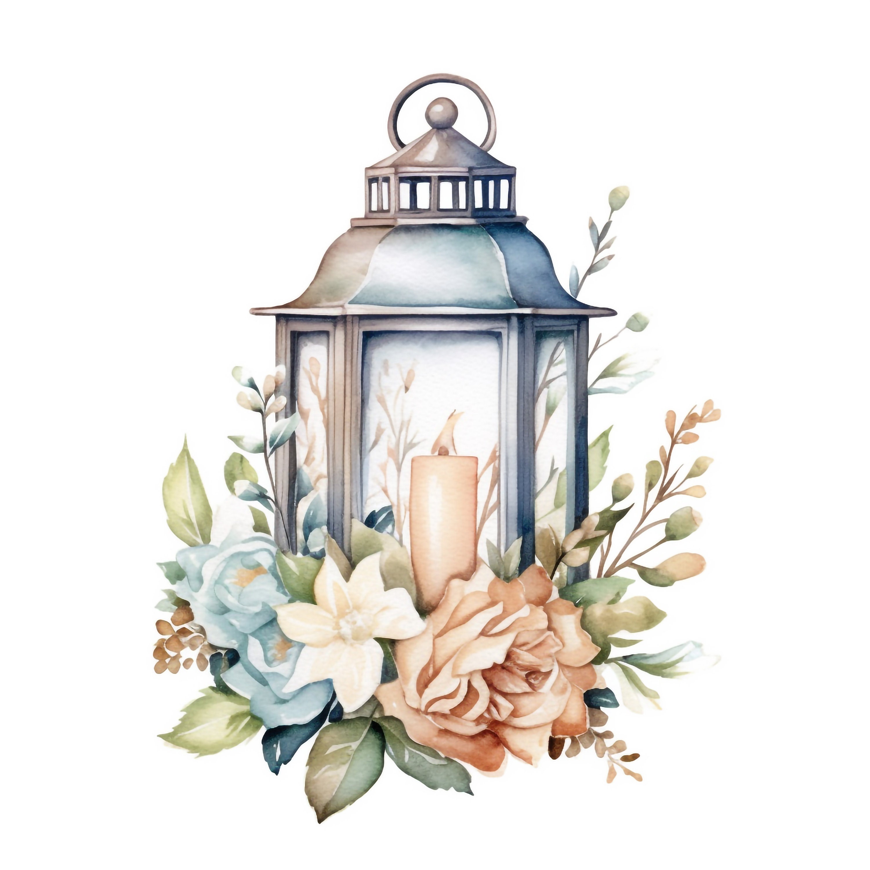 Watercolor Cottagecore Lantern 10 Digital Clipart Bundle - Etsy