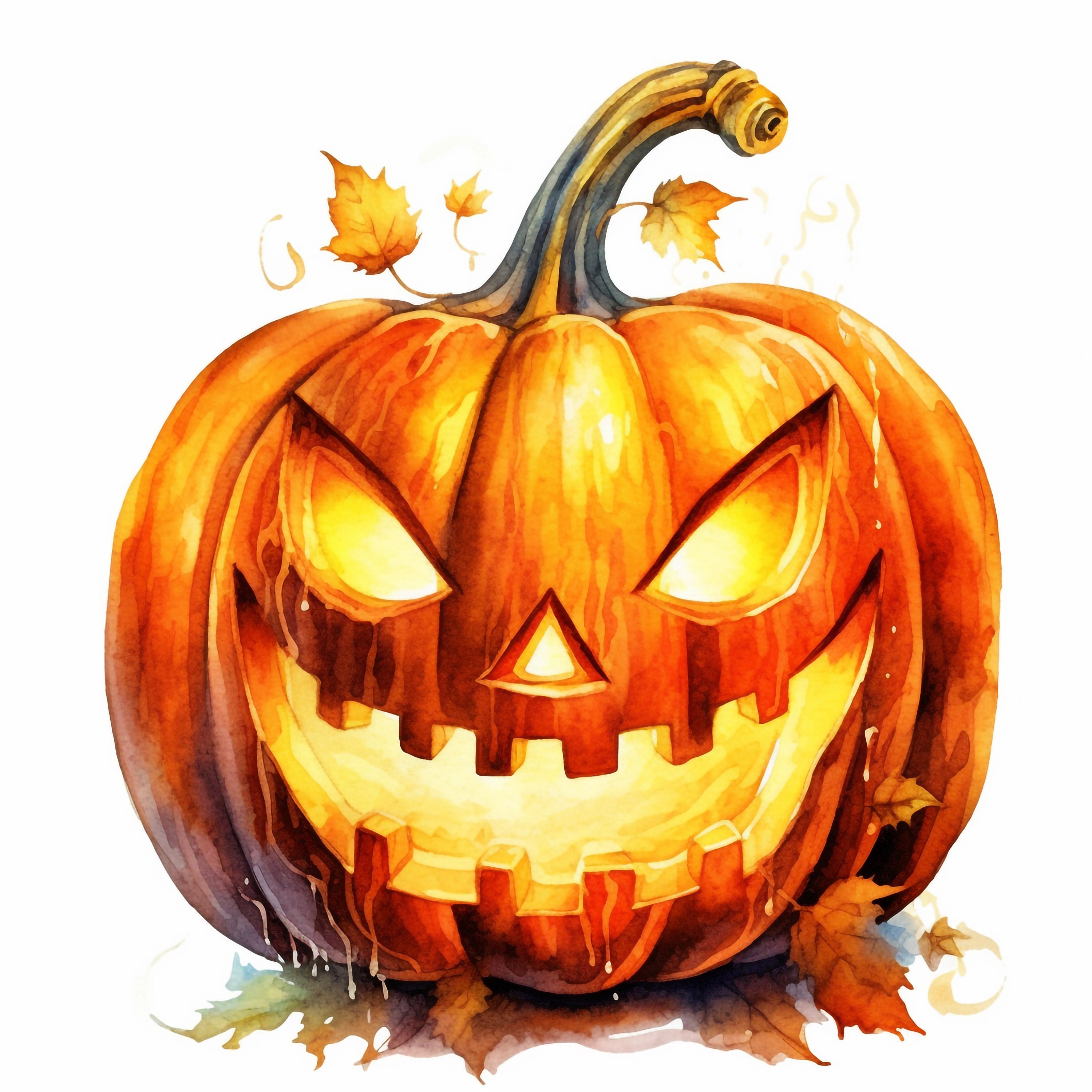 Watercolor Jack O' Lantern 10 Digital Clipart Bundle High Quality ...