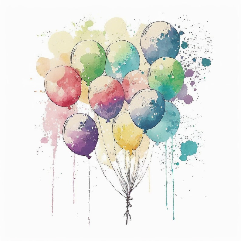 Watercolor Balloons 10 Digital Clipart Bundle High Quality - Etsy