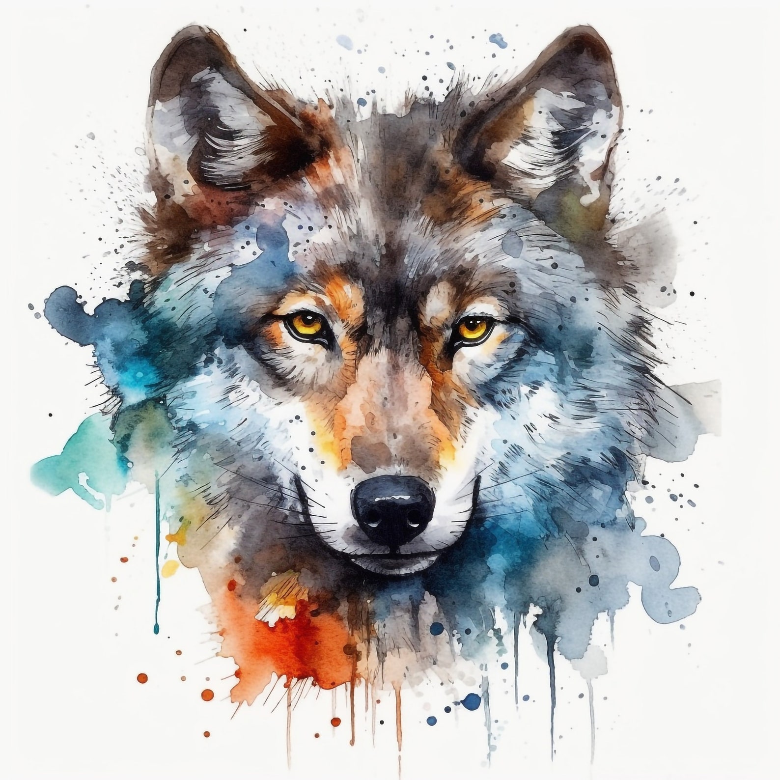 Watercolor Wolf Clipart Set of 10 High Quality Pictures Digital ...