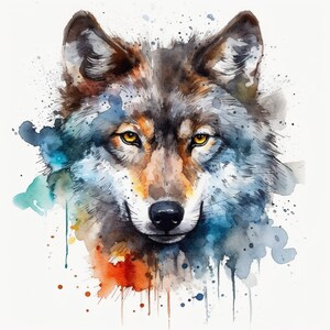 Watercolor Wolf Clipart - Set of 10 High Quality Pictures - Digital ...