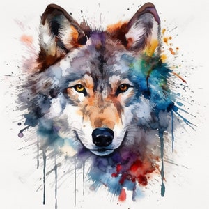 Watercolor Wolf Clipart - Set of 10 High Quality Pictures - Digital ...