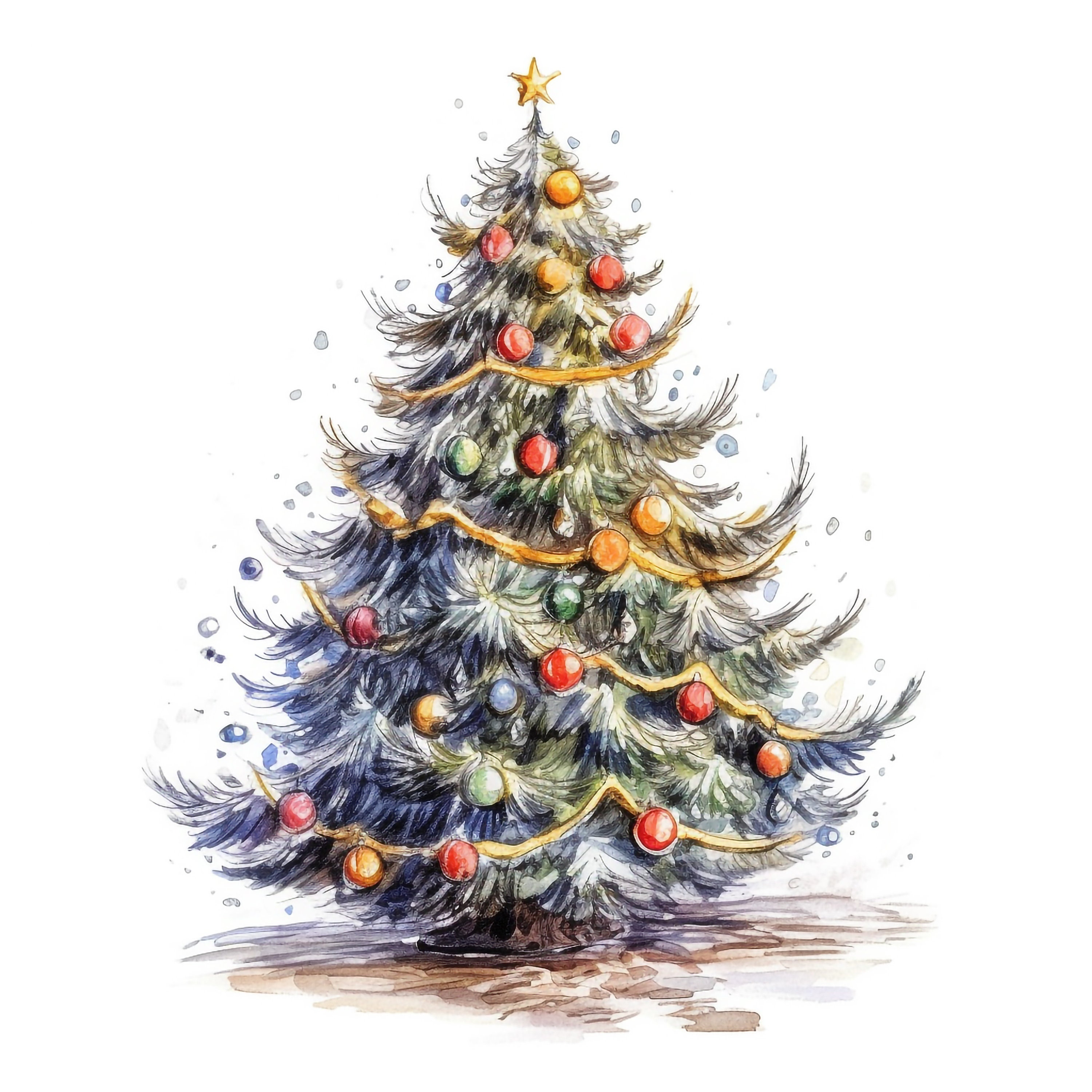 Watercolor Christmas Tree 10 Digital Clipart Bundle High Quality Images ...
