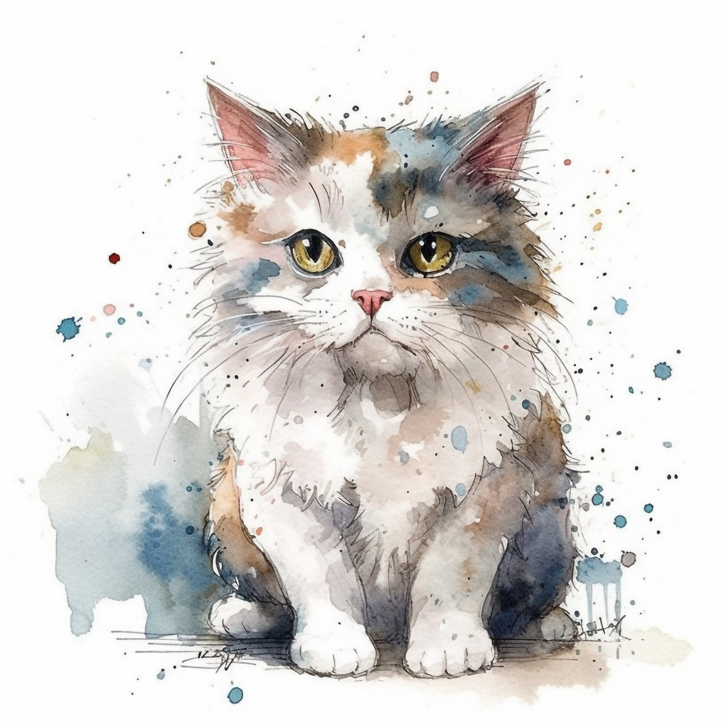 Watercolor Cute Cat Clipart 10 Digital Clipart Bundle High Quality ...