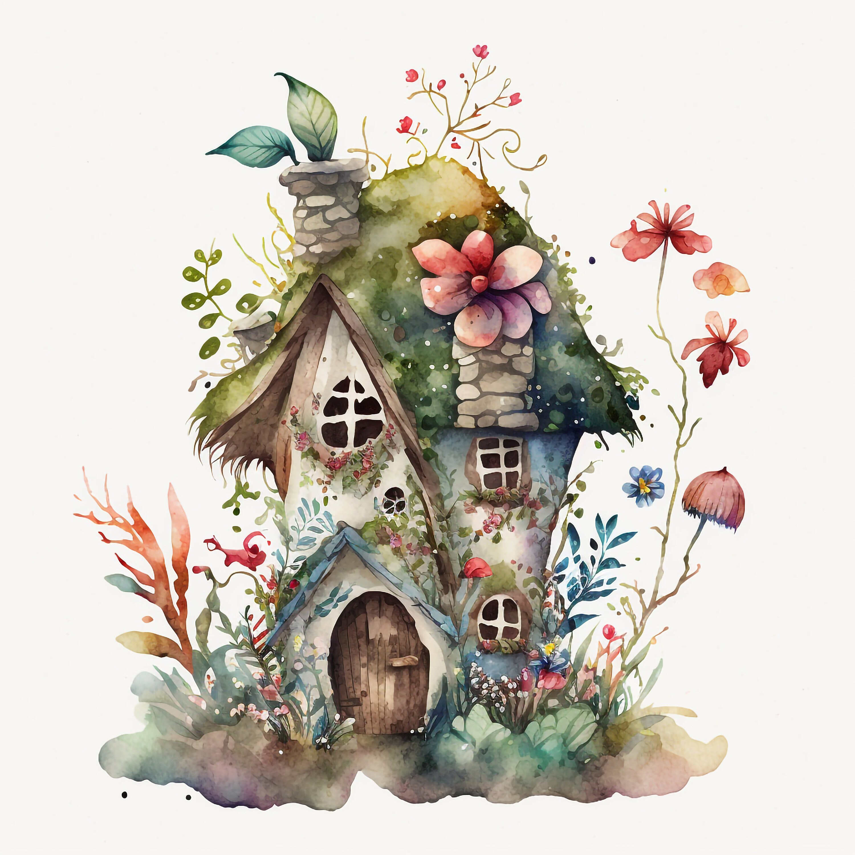 Watercolor Fairy House Clipart Set of 10 High Quality Jpgs - Etsy