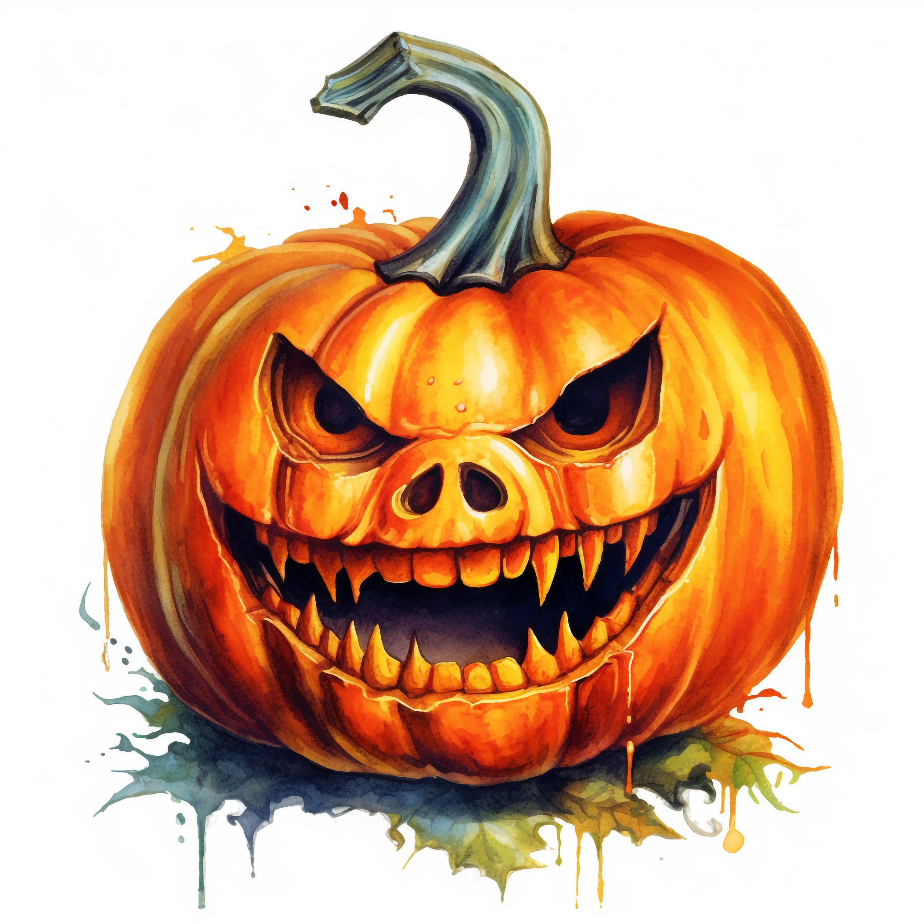 Watercolor Jack O' Lantern 10 Digital Clipart Bundle High Quality Images , Printable Art , Jpegs ...