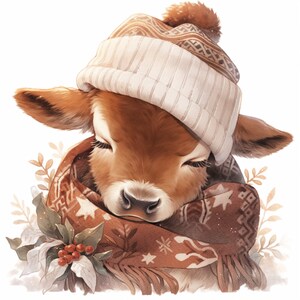 Watercolor Christmas Calf 10 Digital Clipart Bundle High Quality Images ...