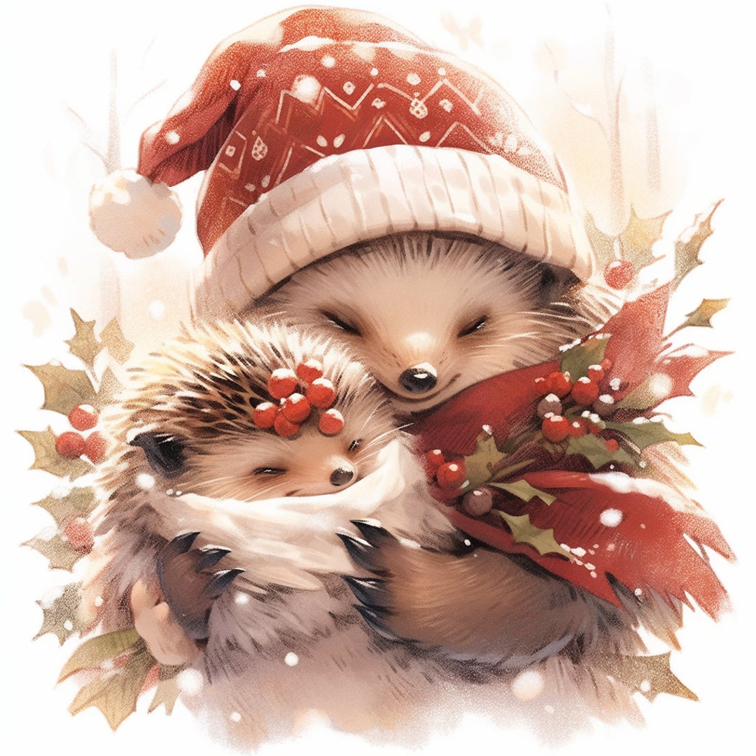 Watercolor Christmas Hedgehog 10 Digital Clipart Bundle High Quality ...