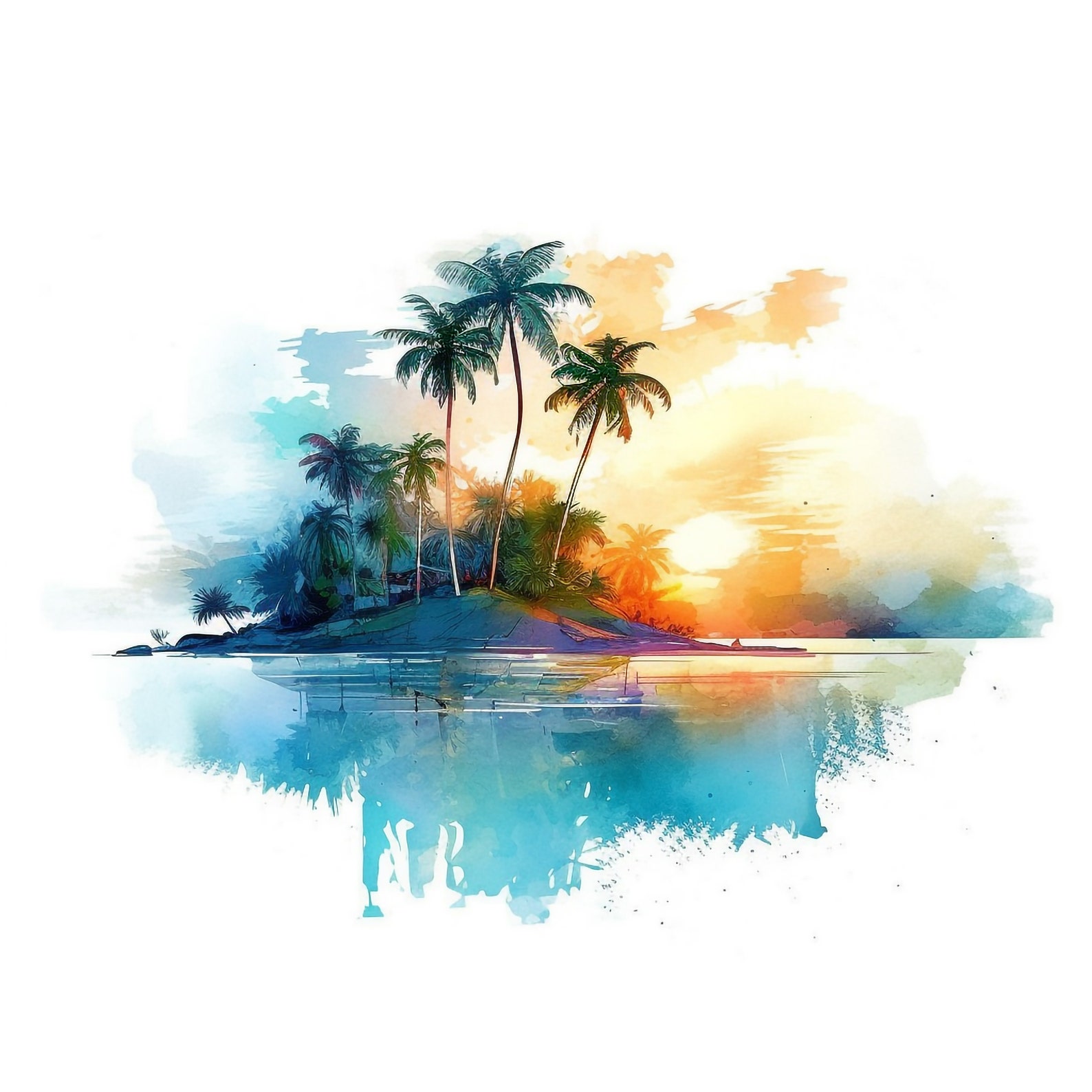 Beautiful Tropical Island Beach Clipart 10 High-quality - Etsy