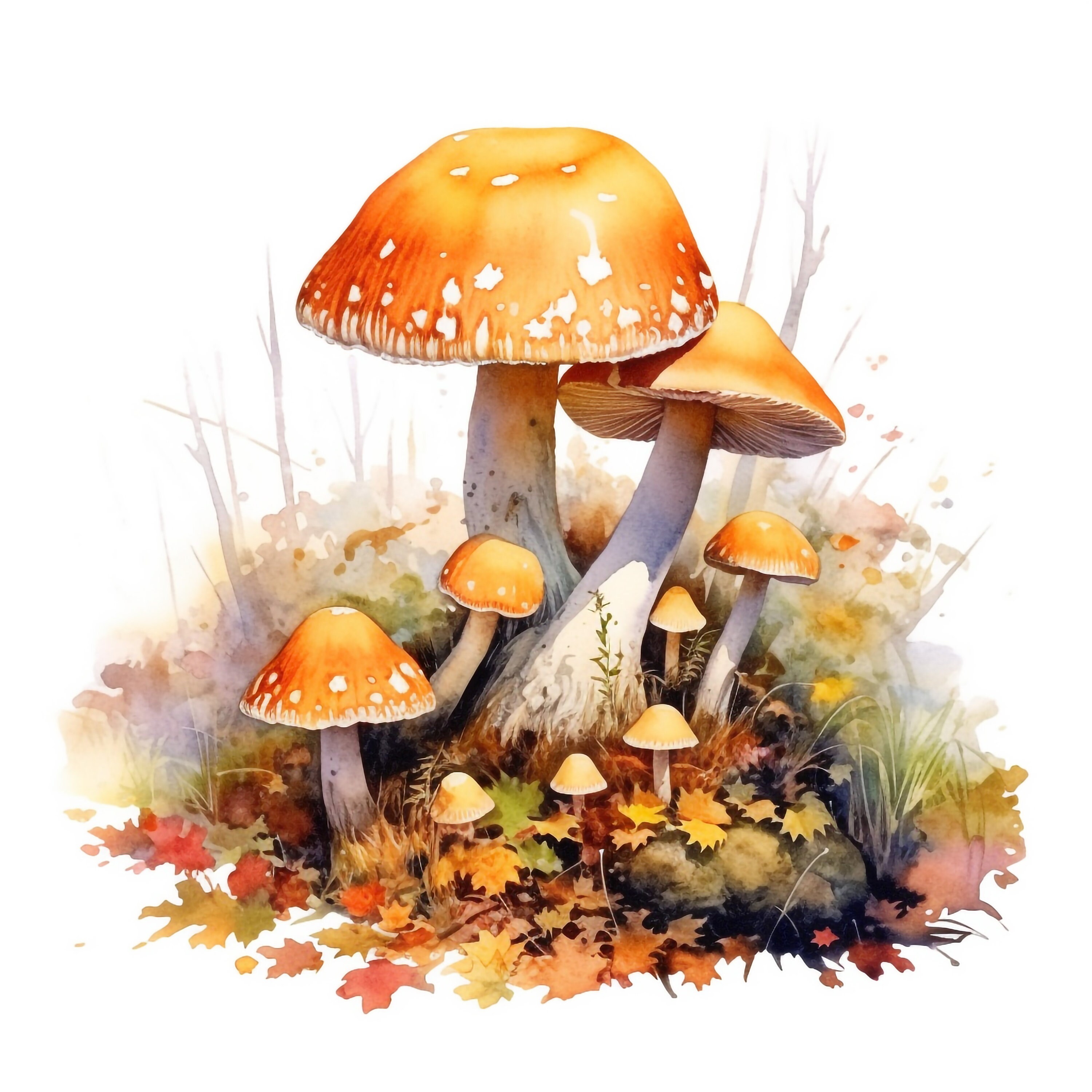 Watercolor Mushroom 10 Digital Clipart Bundle High Quality - Etsy