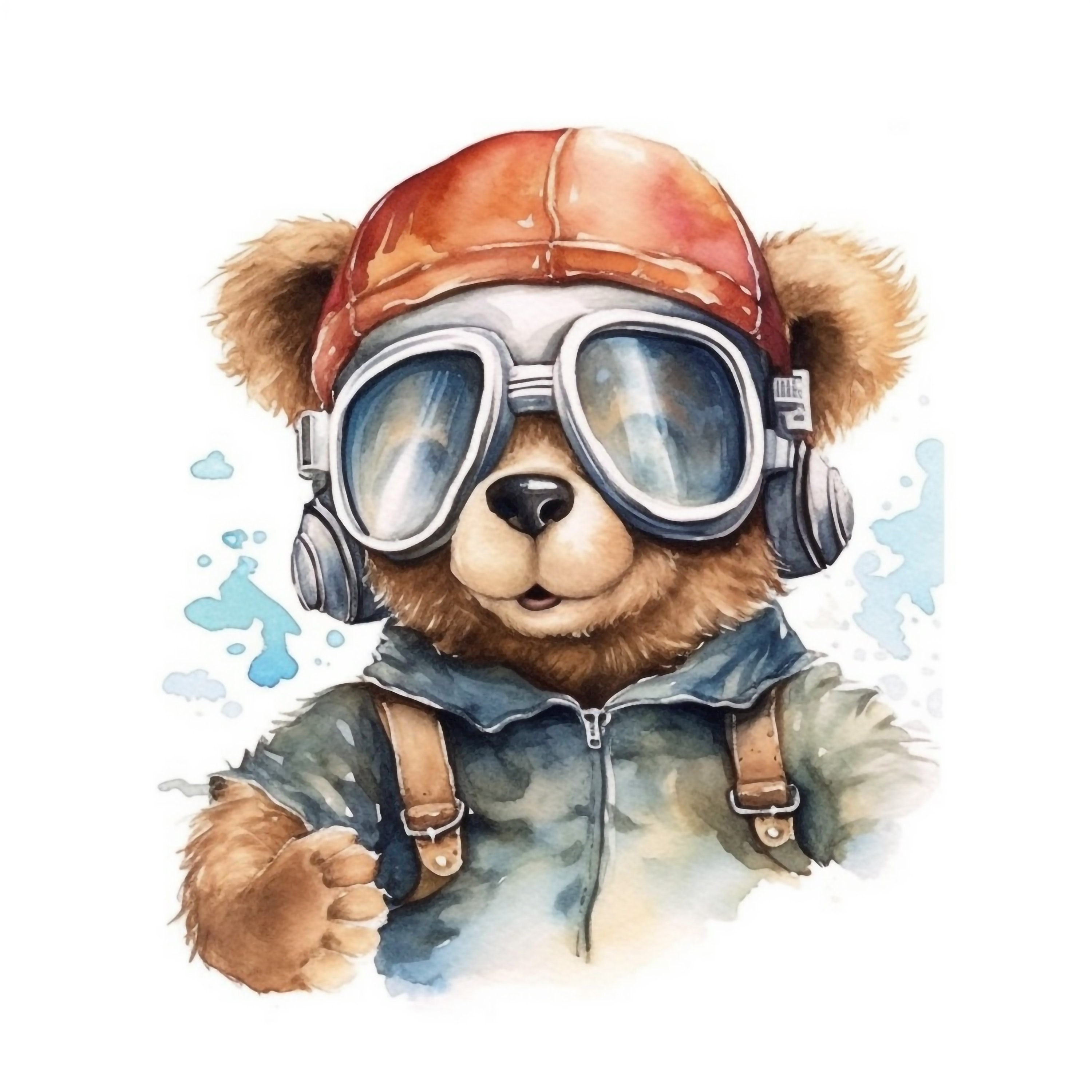 Watercolor Aviator Bear 10 Digital Clipart Bundle High Quality Images ...
