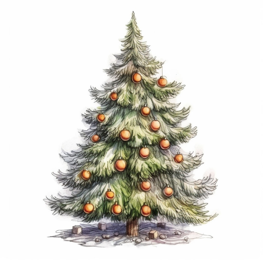 Watercolor Christmas Tree 10 Digital Clipart Bundle High Quality Images ...