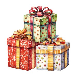 Watercolor Christmas Presents 10 Digital Clipart Bundle High Quality ...