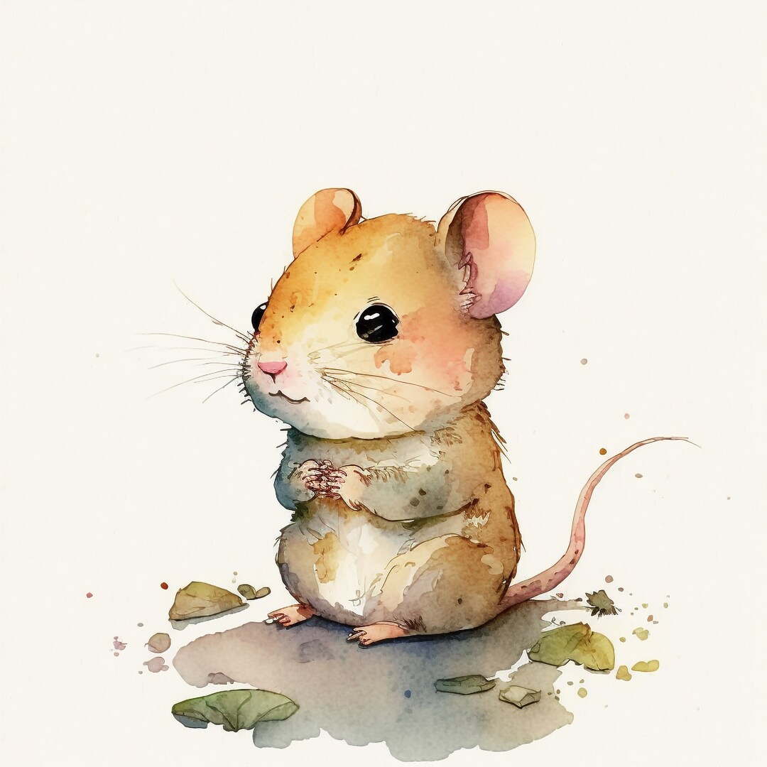 Watercolor Cute Mouse Clipart - Set of 10 High Quality Jpgs - Digital ...