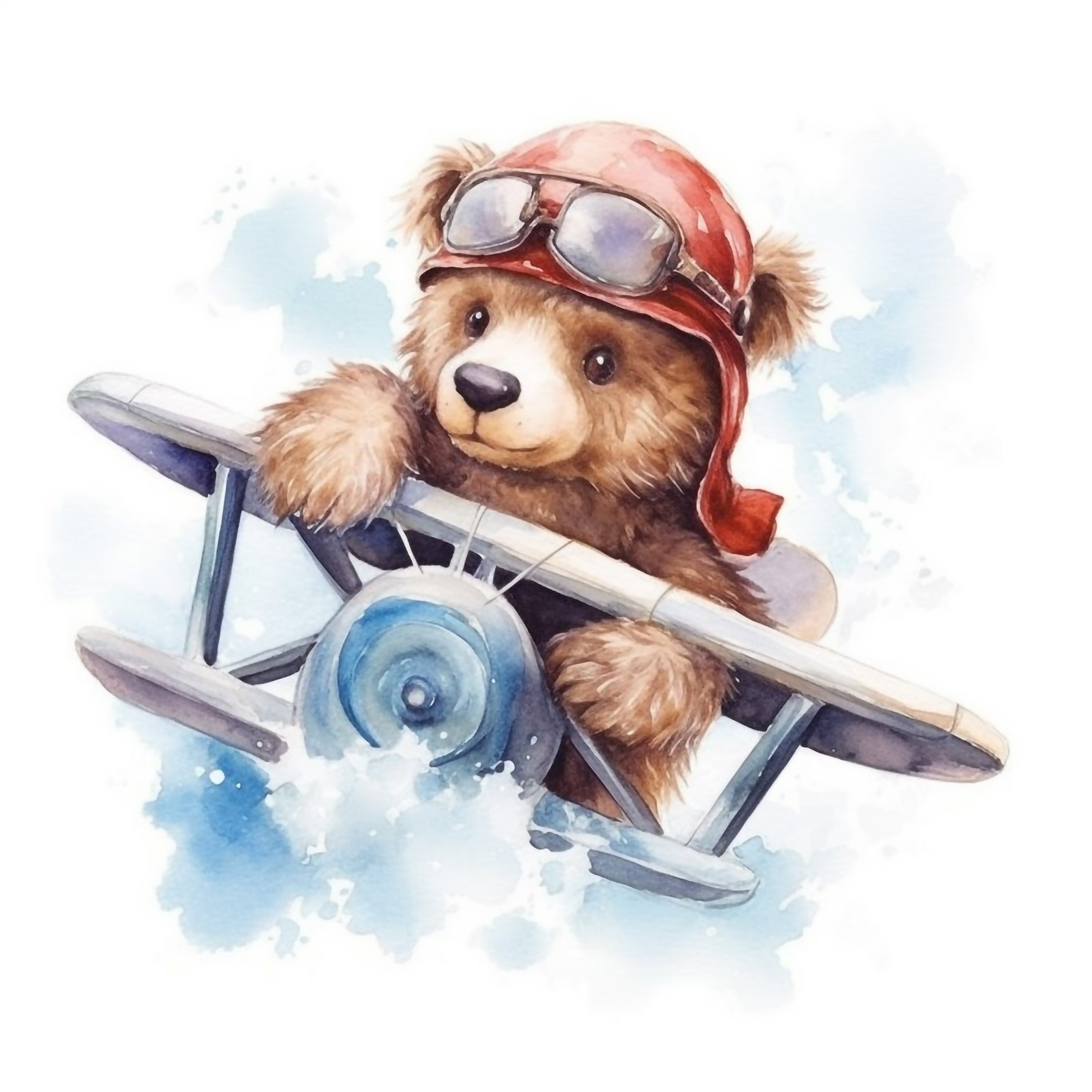 Watercolor Aviator Bear 10 Digital Clipart Bundle High Quality Images ...
