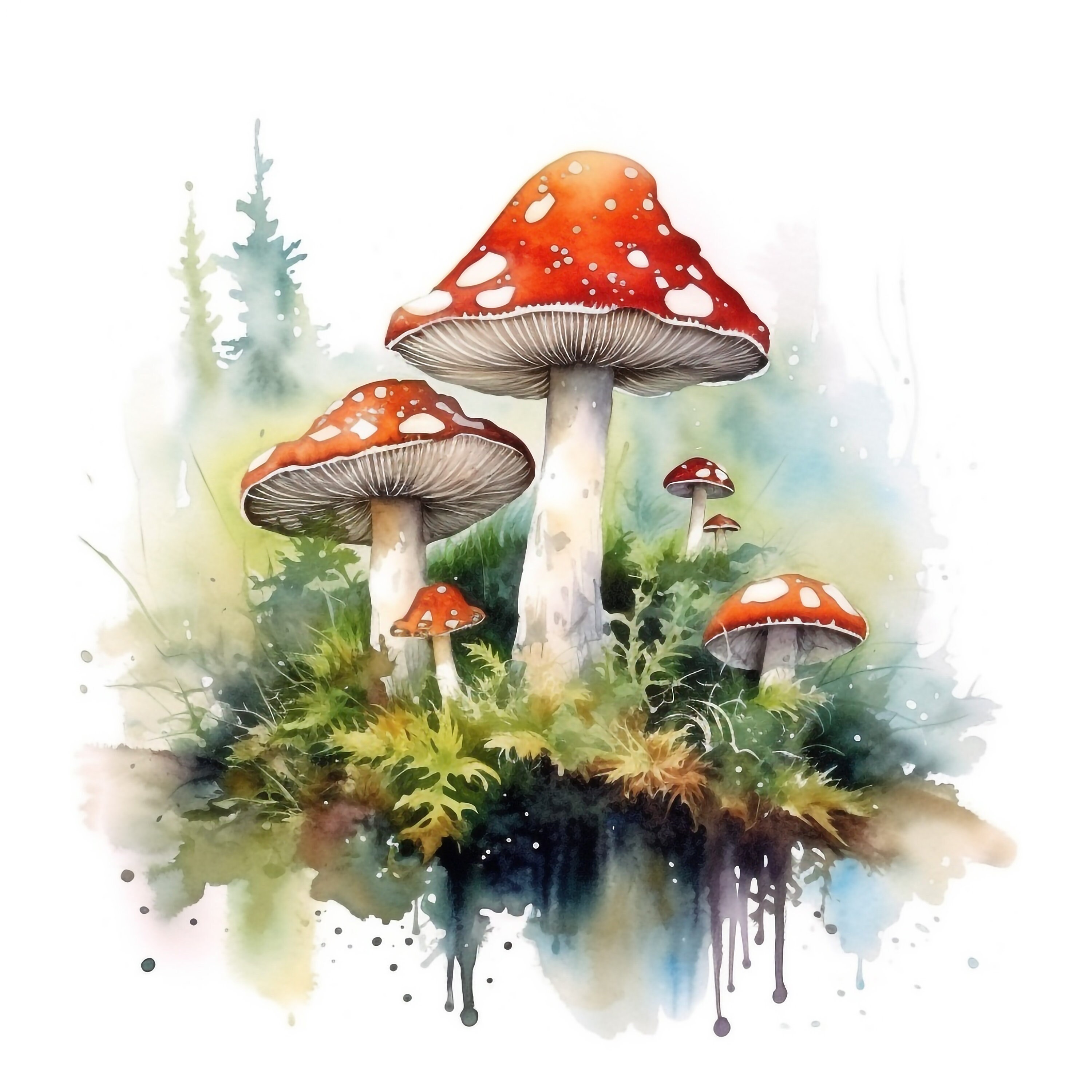 Watercolor Mushroom 10 Digital Clipart Bundle High Quality Images ...