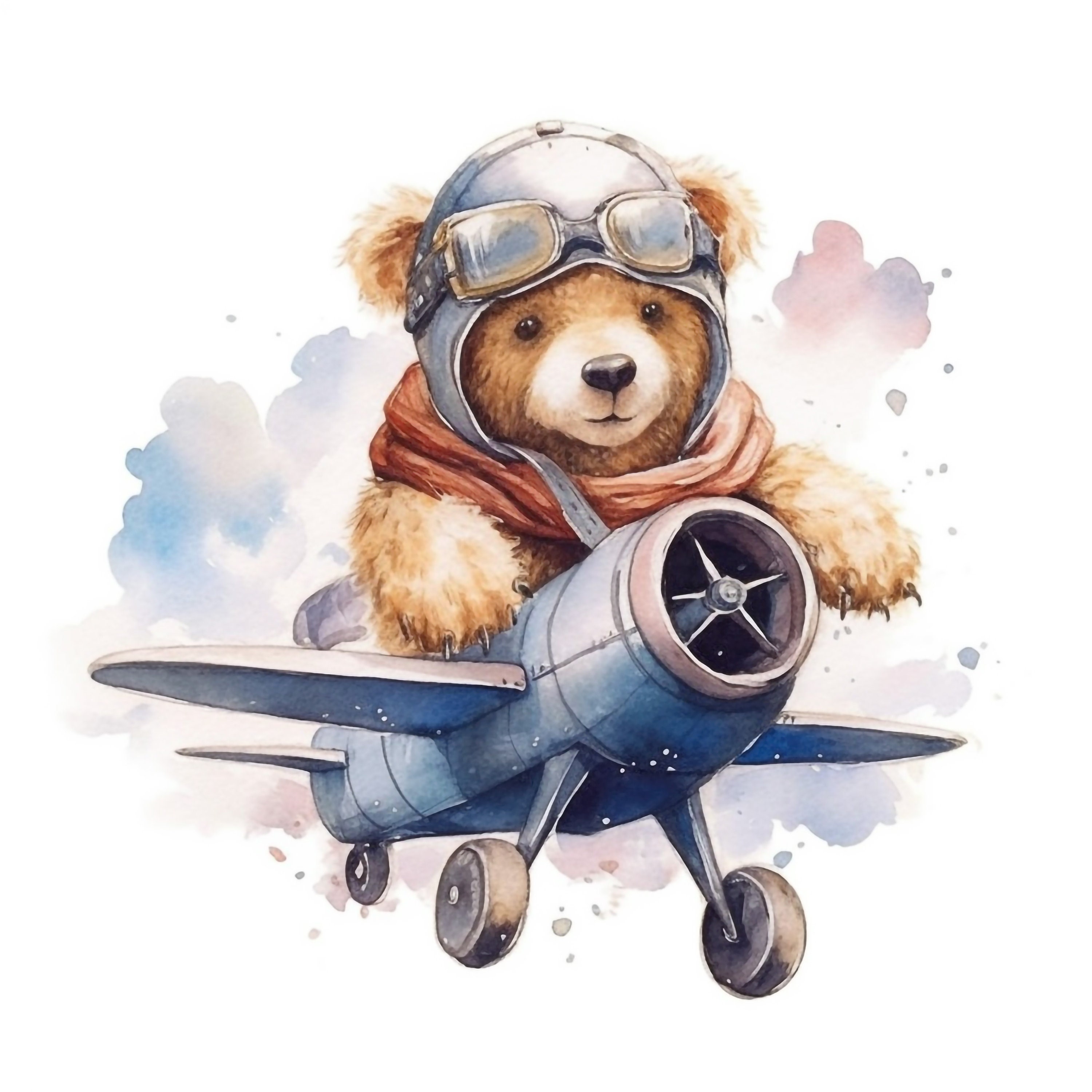 Watercolor Aviator Bear 10 Digital Clipart Bundle High Quality Images ...