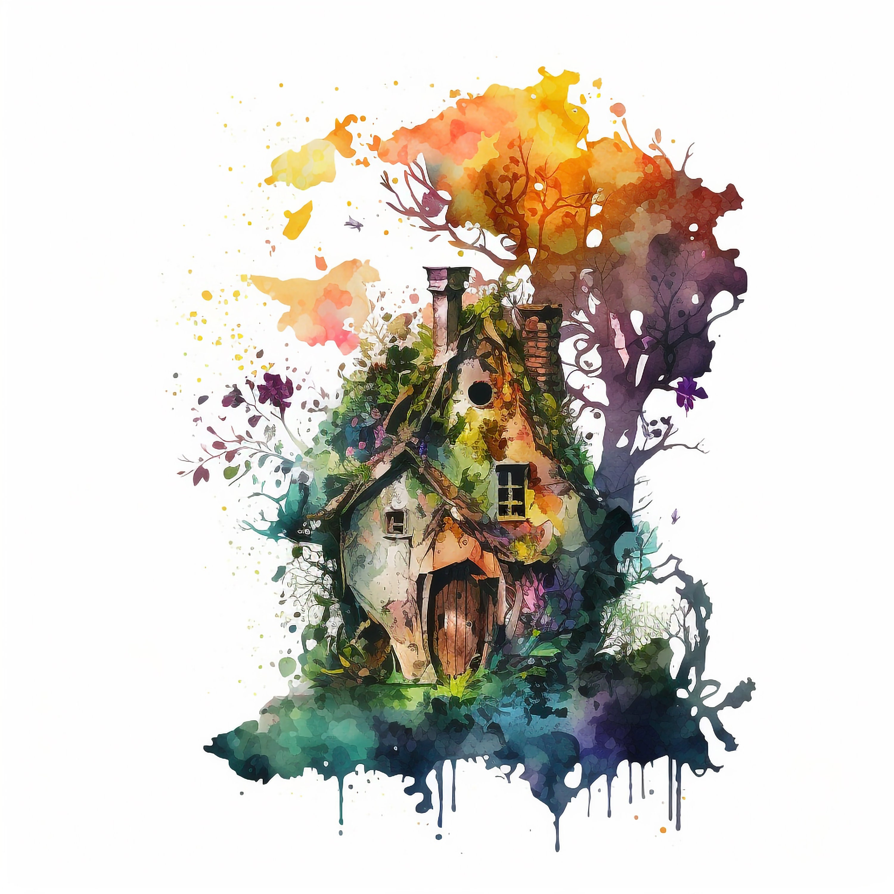 Watercolor Fairy House Clipart Set of 10 High Quality Jpgs - Etsy