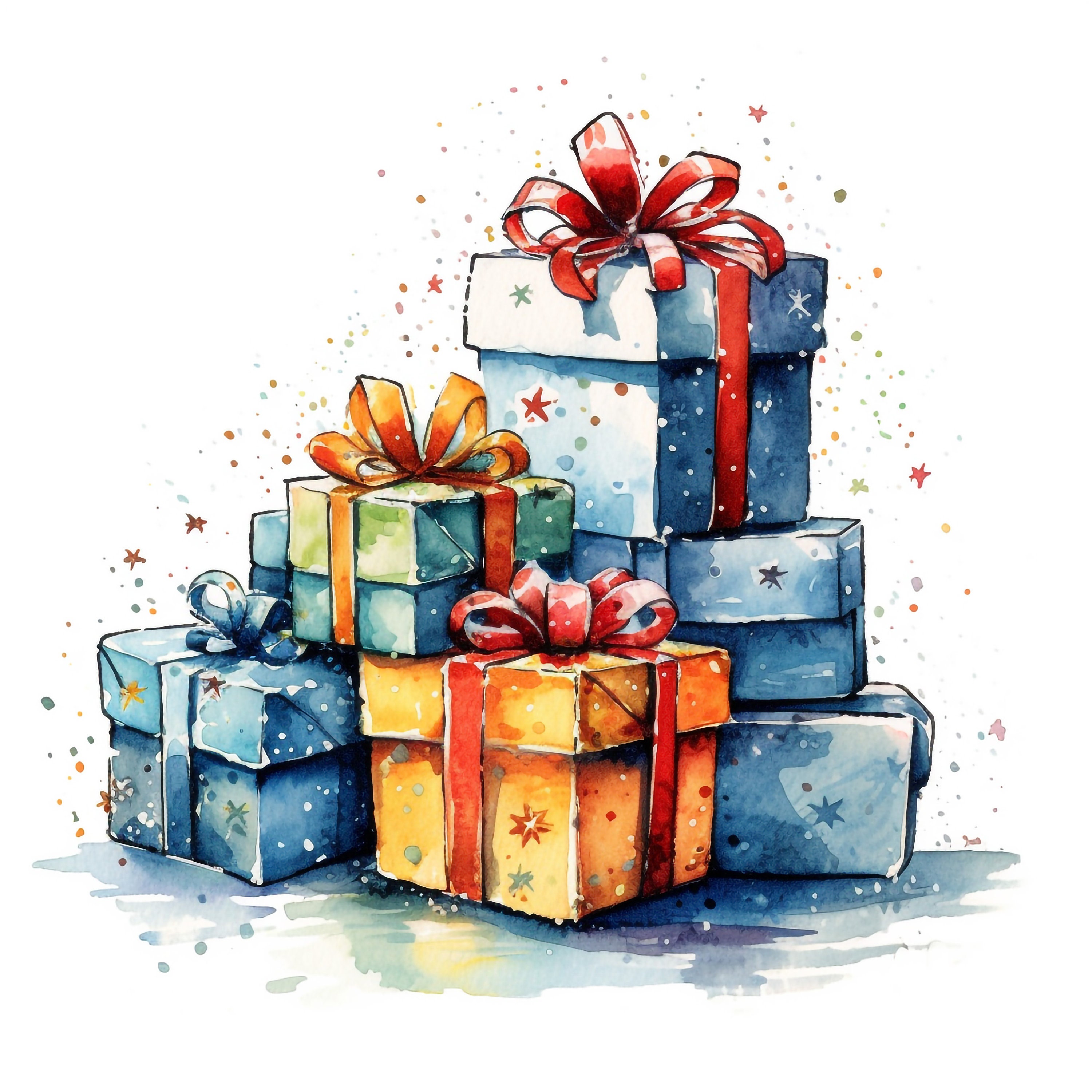 Watercolor Christmas Presents 10 Digital Clipart Bundle - Etsy Australia