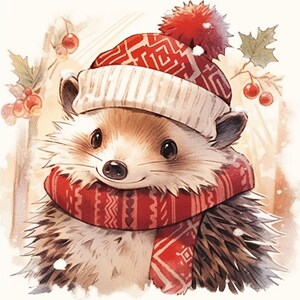 Watercolor Christmas Hedgehog 10 Digital Clipart Bundle High Quality ...