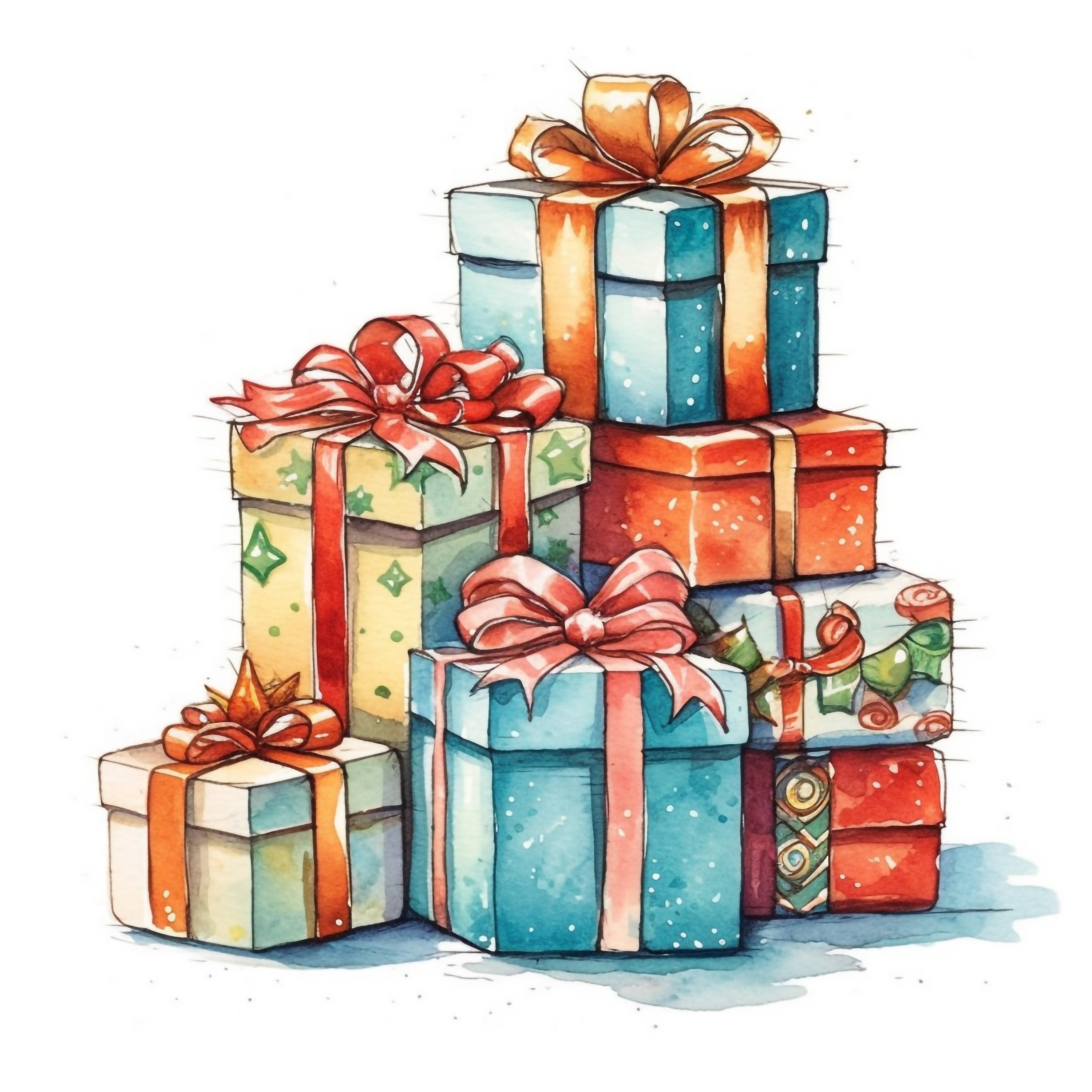 Watercolor Christmas Presents 10 Digital Clipart Bundle - Etsy UK