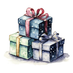 Watercolor Christmas Presents - 10 Digital Clipart Bundle - High ...