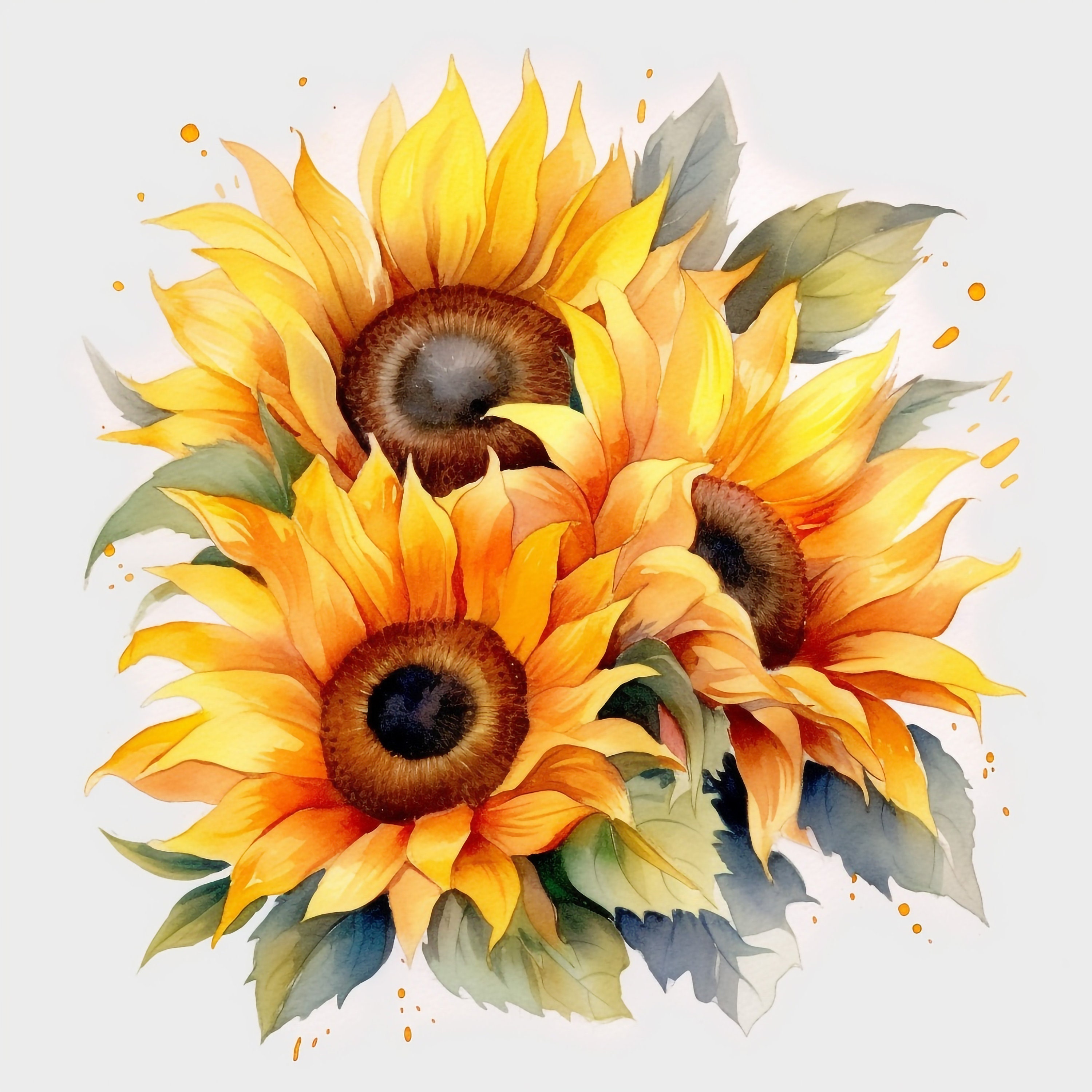 Watercolor Sunflowers Set of 10 Digital Clipart Bundle High Quality ...